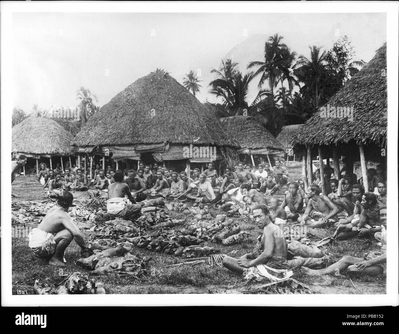1058 More than 100 native Samoans sitting on the ground in their ...