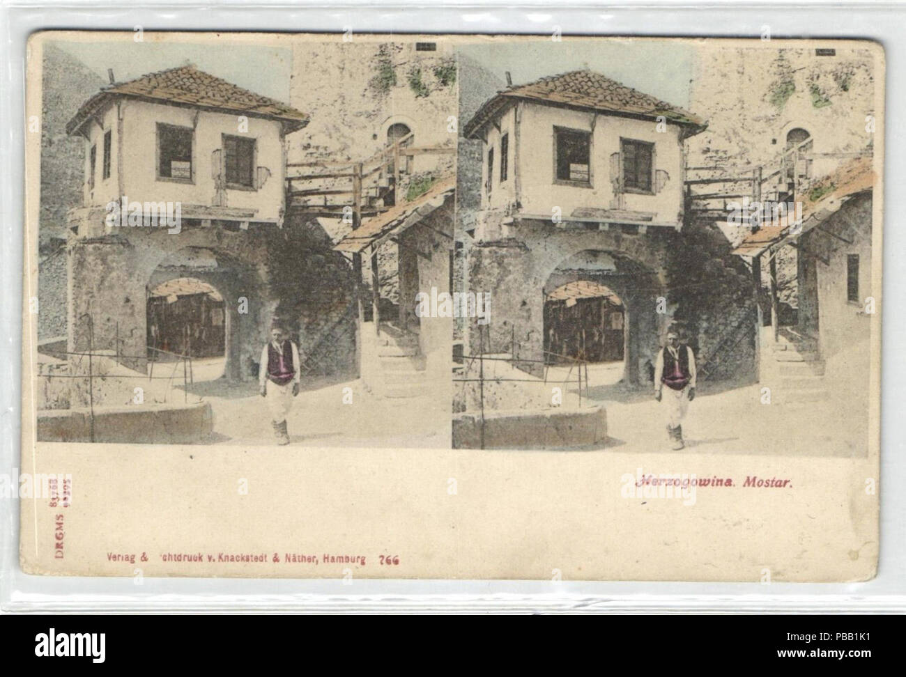 . English: Mostar, stereo view. 1900s 1060 Mostar stereo postcard Stock ...