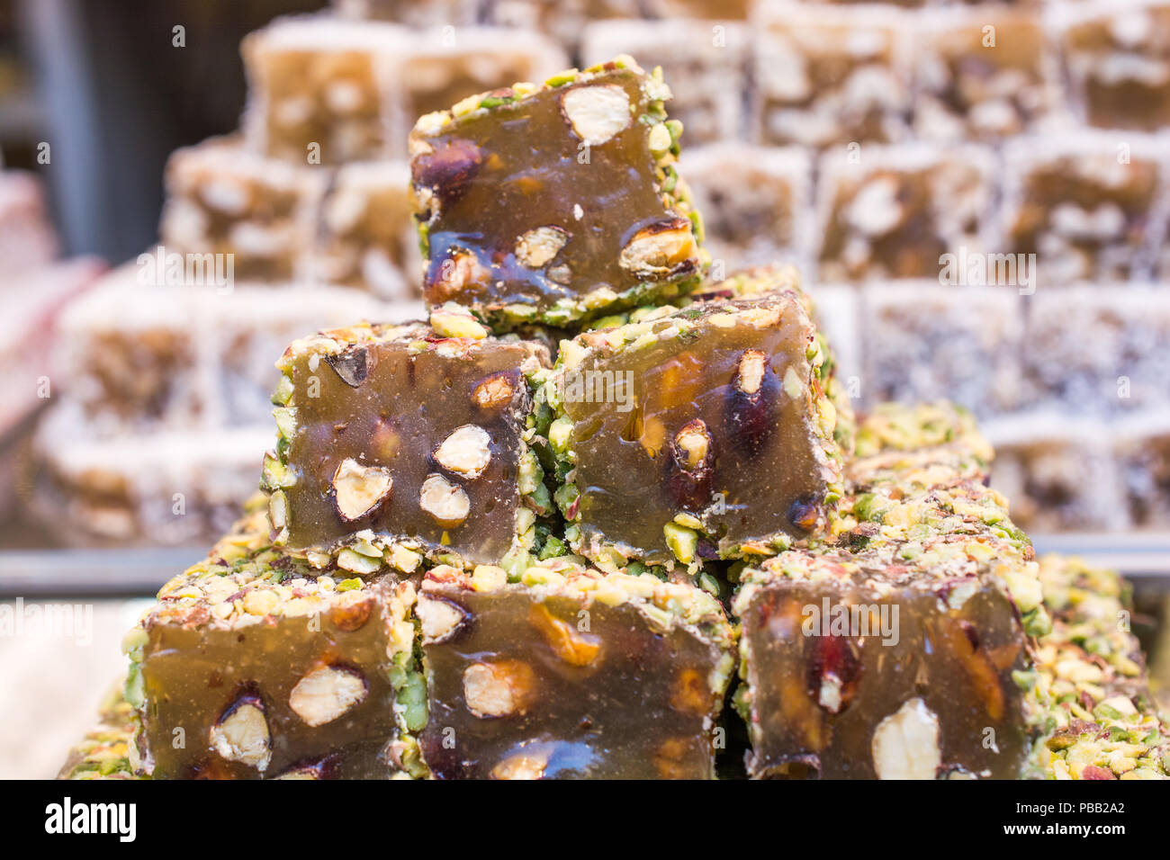 Load of traditional turkish delight lokum candy Stock Photo - Alamy