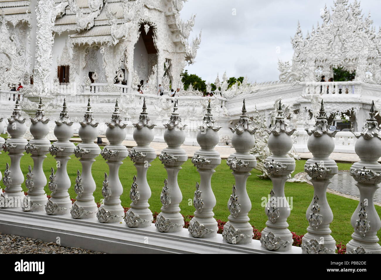 Image collection from The White Temple in Chiang Rai, Thailand that demonstrate the modern art ...