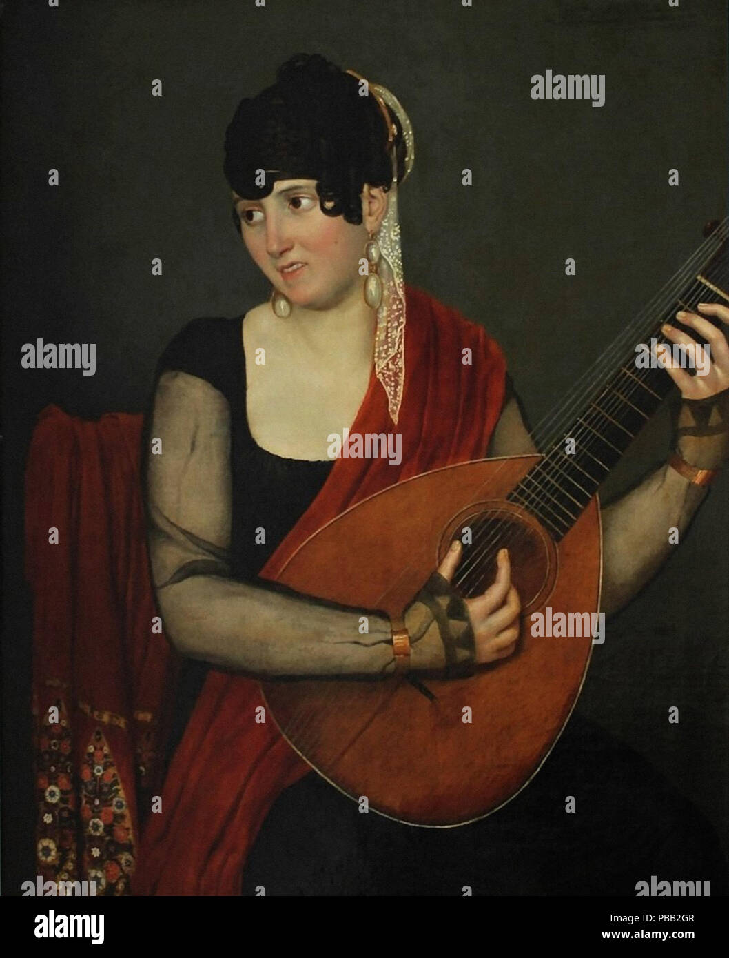 Ingres Jean Auguste Dominique - Portrait of a Young Lady Playing a Lute ...