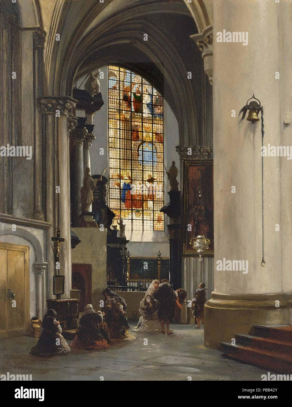Isabey Eugene - Figures in a Church Interior Stock Photo - Alamy