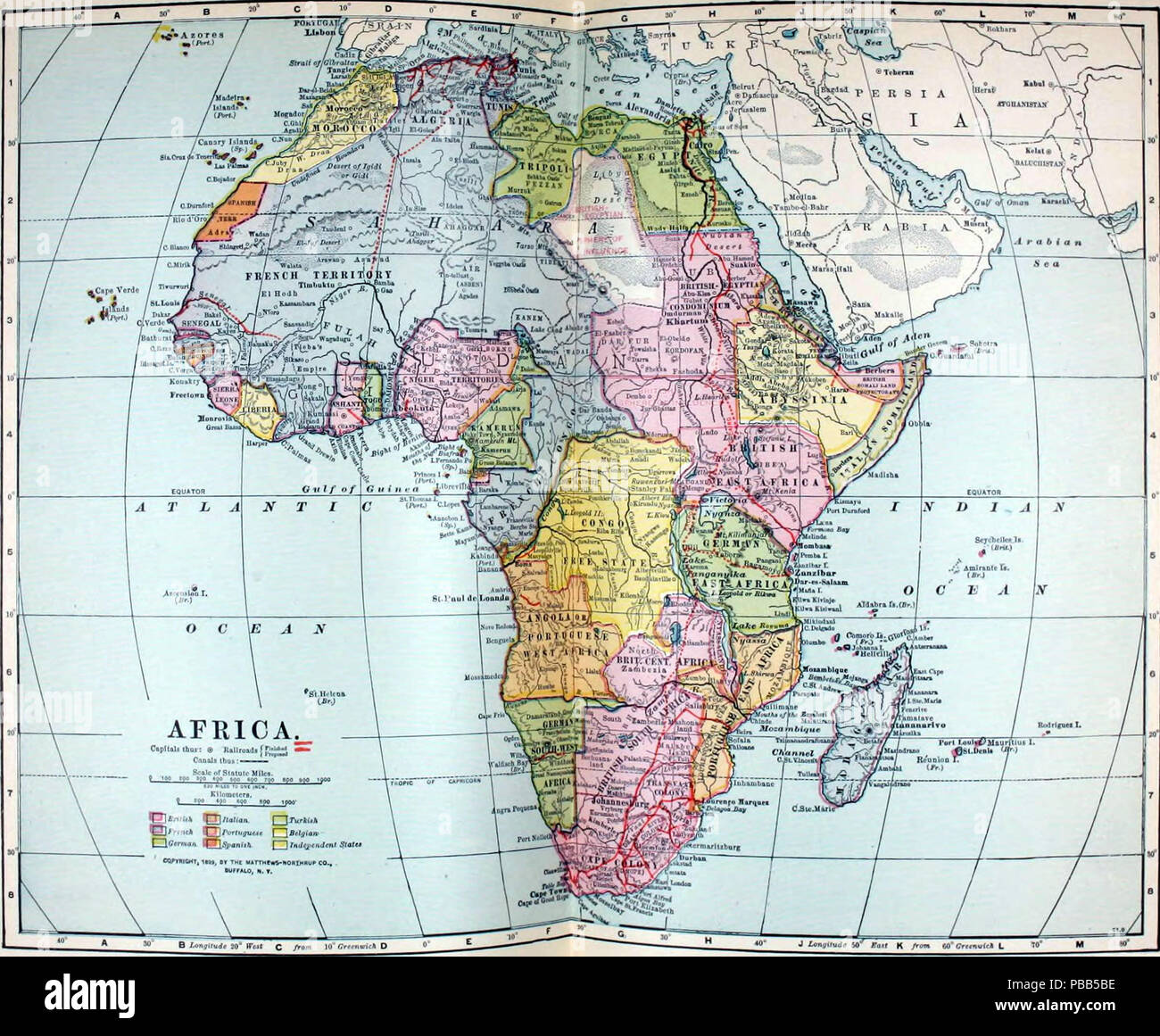 1101 NIE 1905 Africa - political map Stock Photo - Alamy