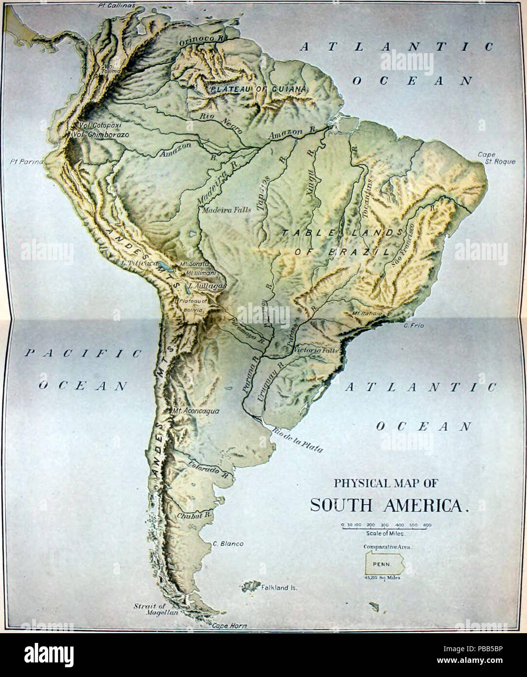 1101 NIE 1905 America - South - physical map Stock Photo - Alamy