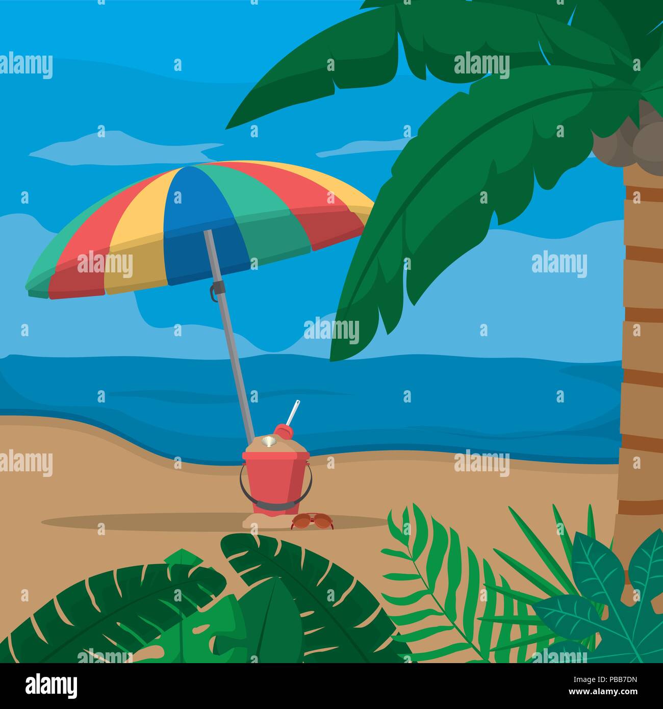 beautiful beach scenery Stock Vector Image & Art - Alamy