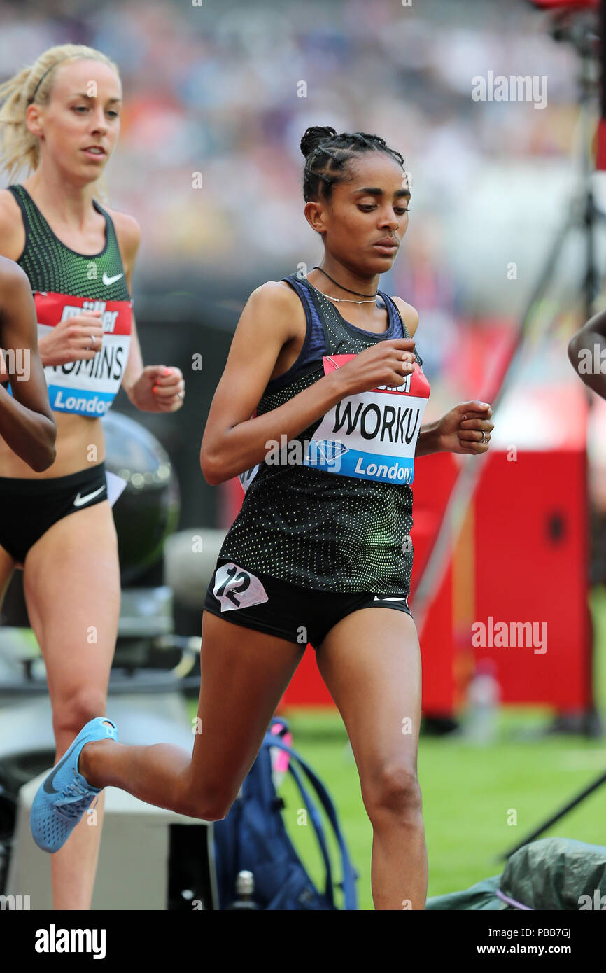 Fantu WORKU (Ethiopia) competing in the Women's 3000m Final at the 2018 ...