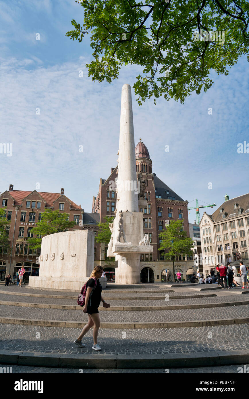 The Dam Square, the National Monument and the Royal Palace Amsterdam ...
