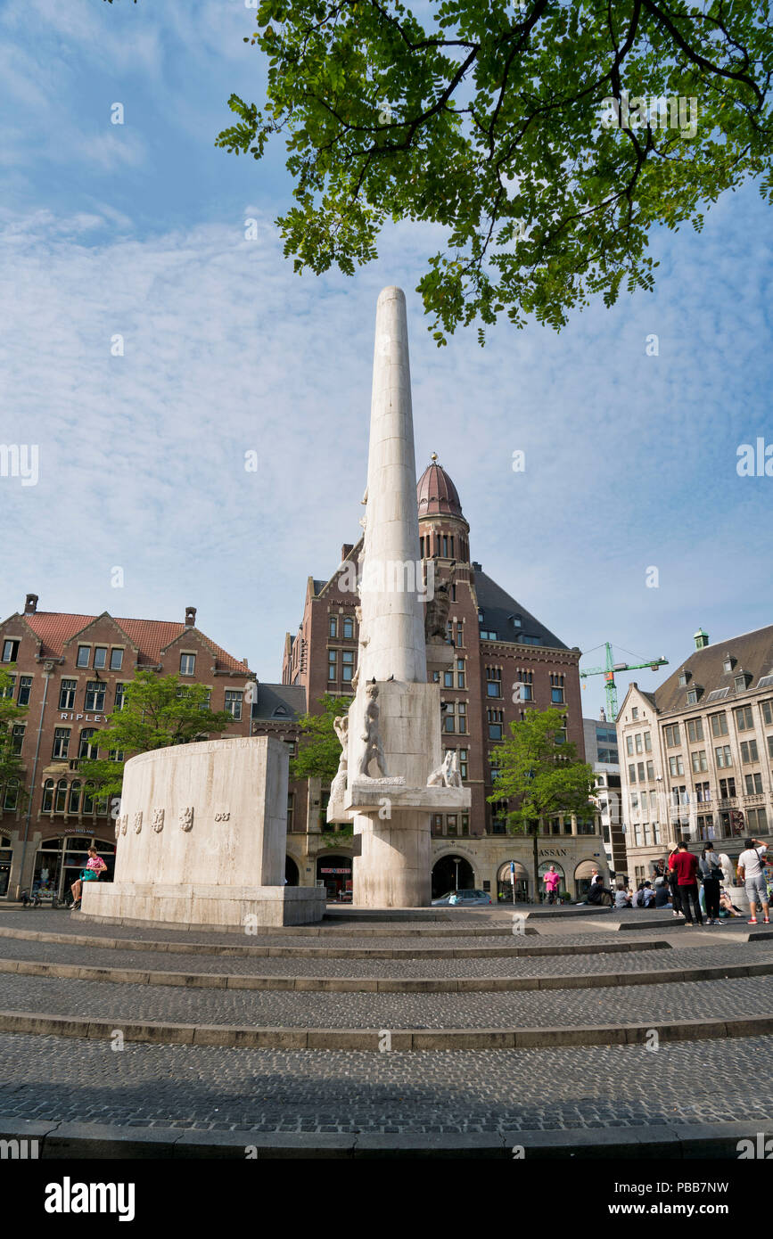 The Dam Square, the National Monument and the Royal Palace Amsterdam ...