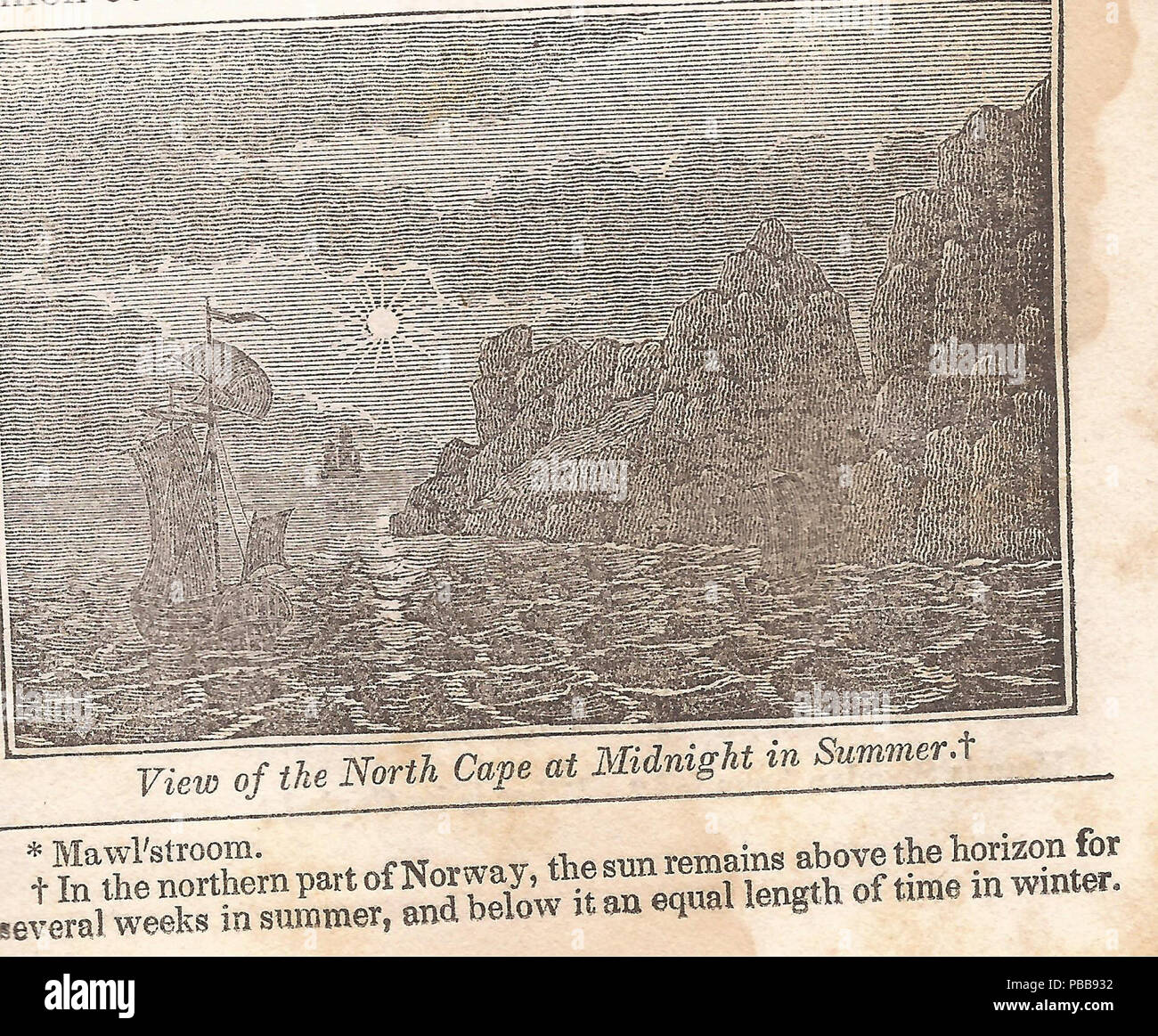 1117 North Cape drawing from Schoolbook 1837 Stock Photo - Alamy