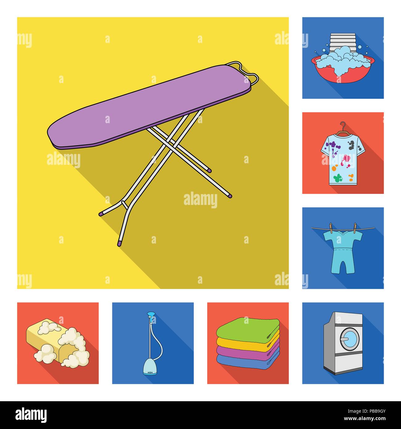 Dry cleaning equipment flat icons in set collection for design. Washing ...