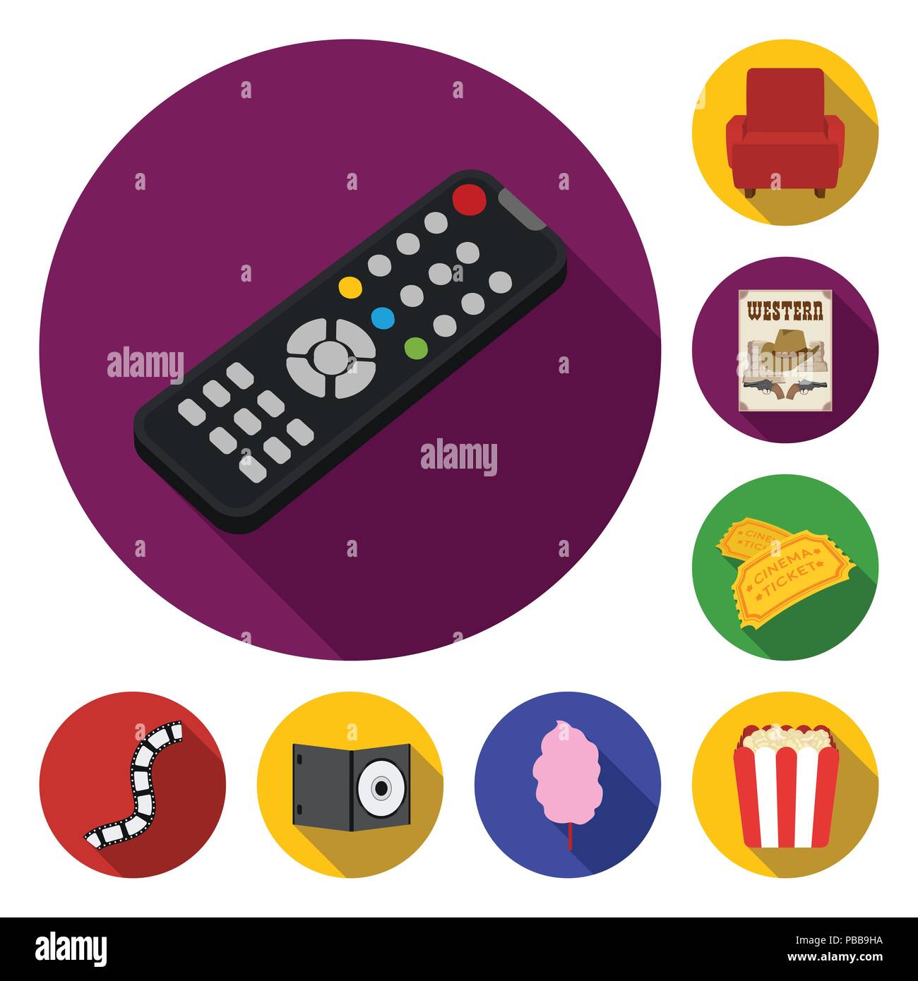 Films and cinema flat icons in set collection for design.Movies and ...