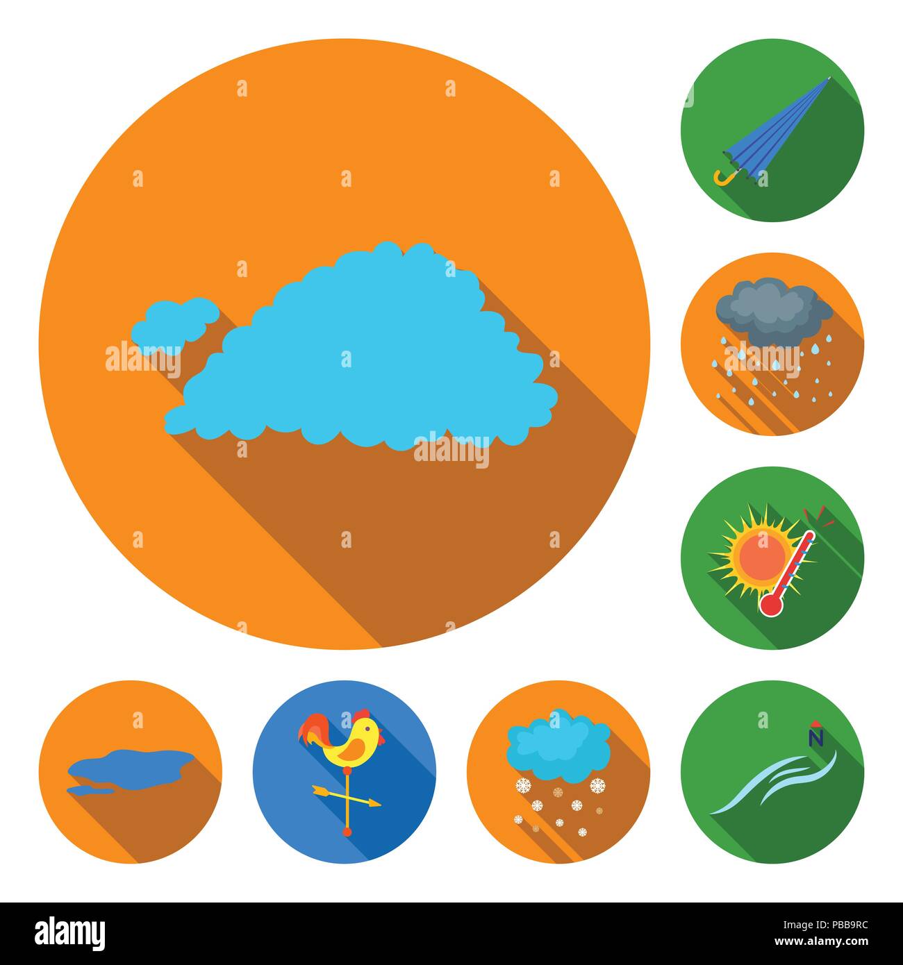Different weather flat icons in set collection for design.Signs and ...