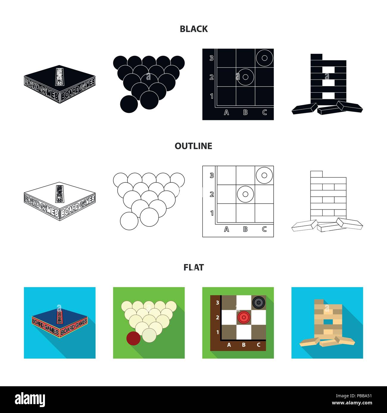 Board game black,flat,outline icons in set collection for design. Game ...