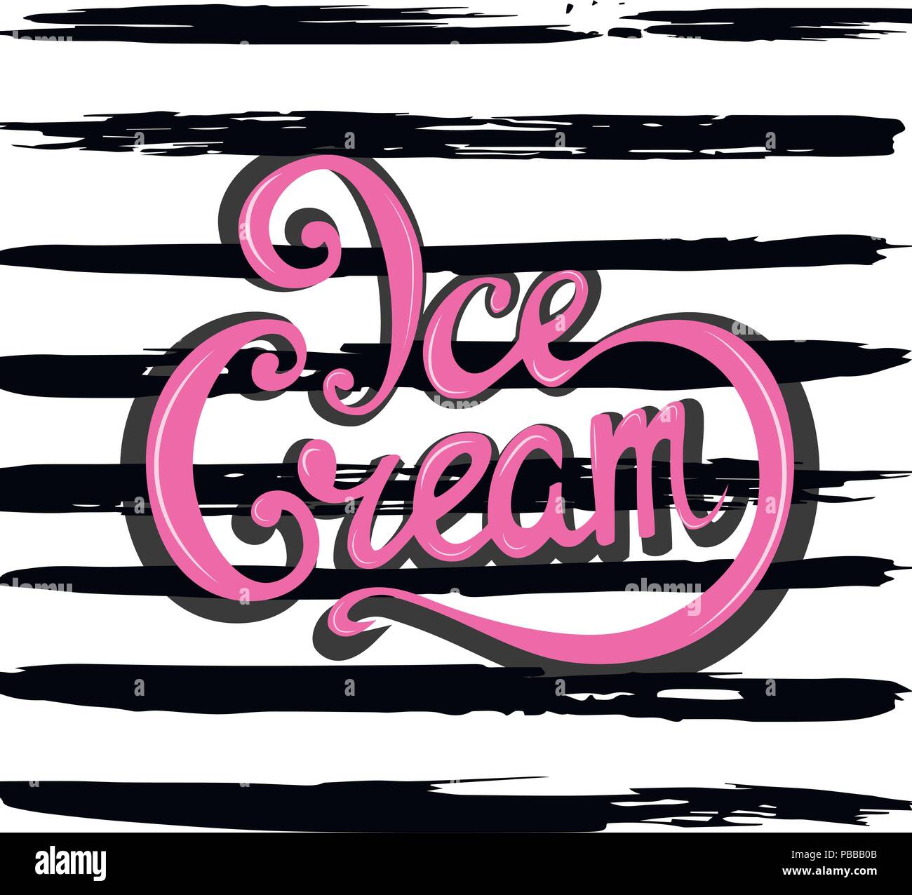 Handwritten inscription ice cream, lettering, calligraphy. Shop, cafe ...