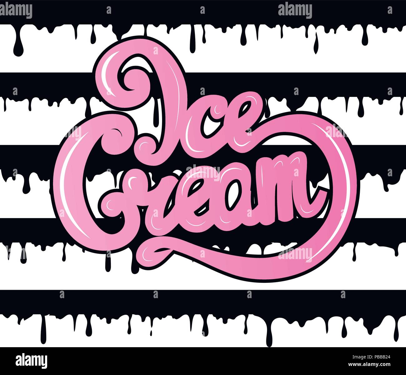 Handwritten inscription ice cream, lettering, calligraphy. Shop, cafe ...