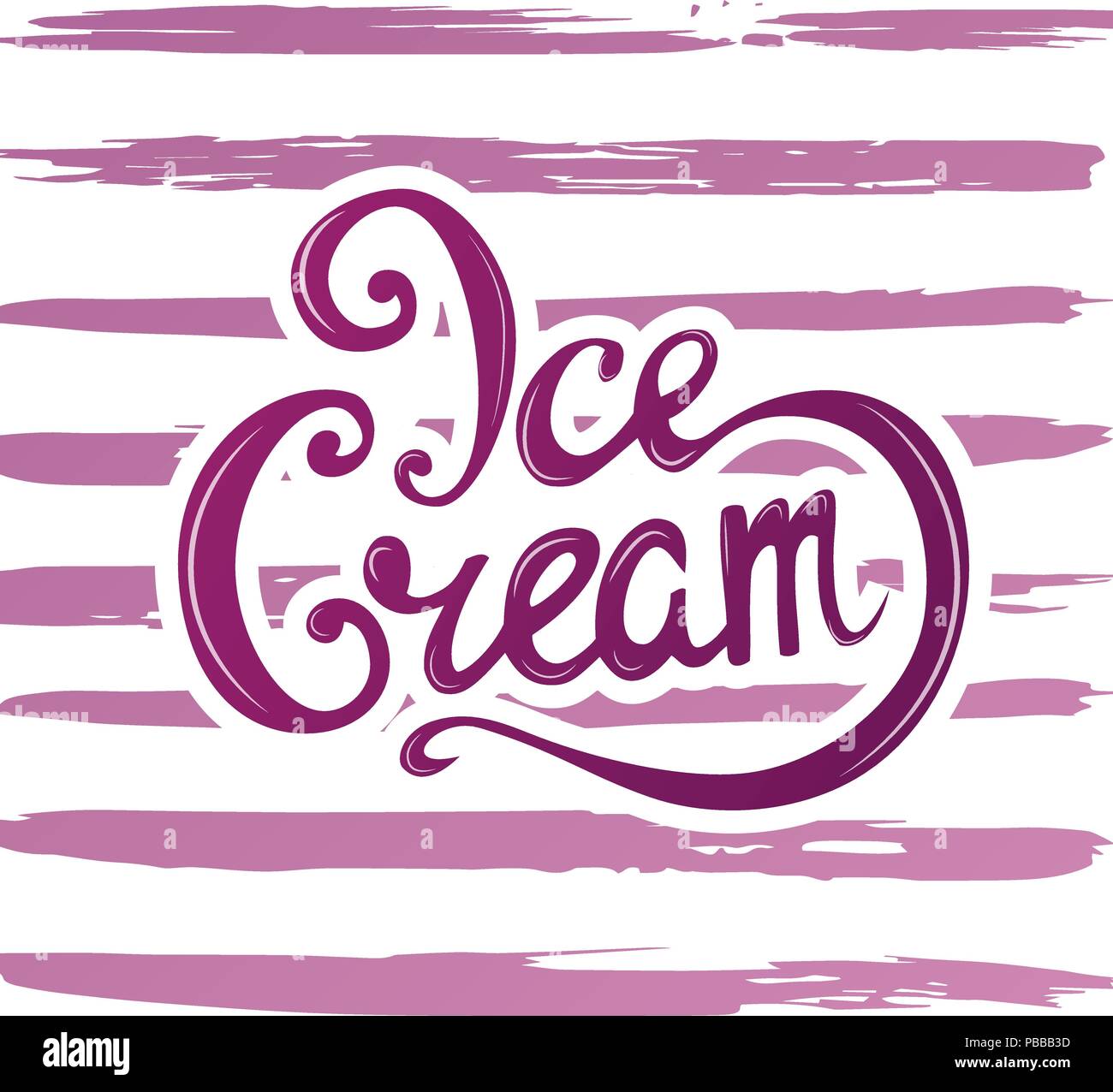 Handwritten inscription ice cream, lettering, calligraphy. Shop, cafe ...