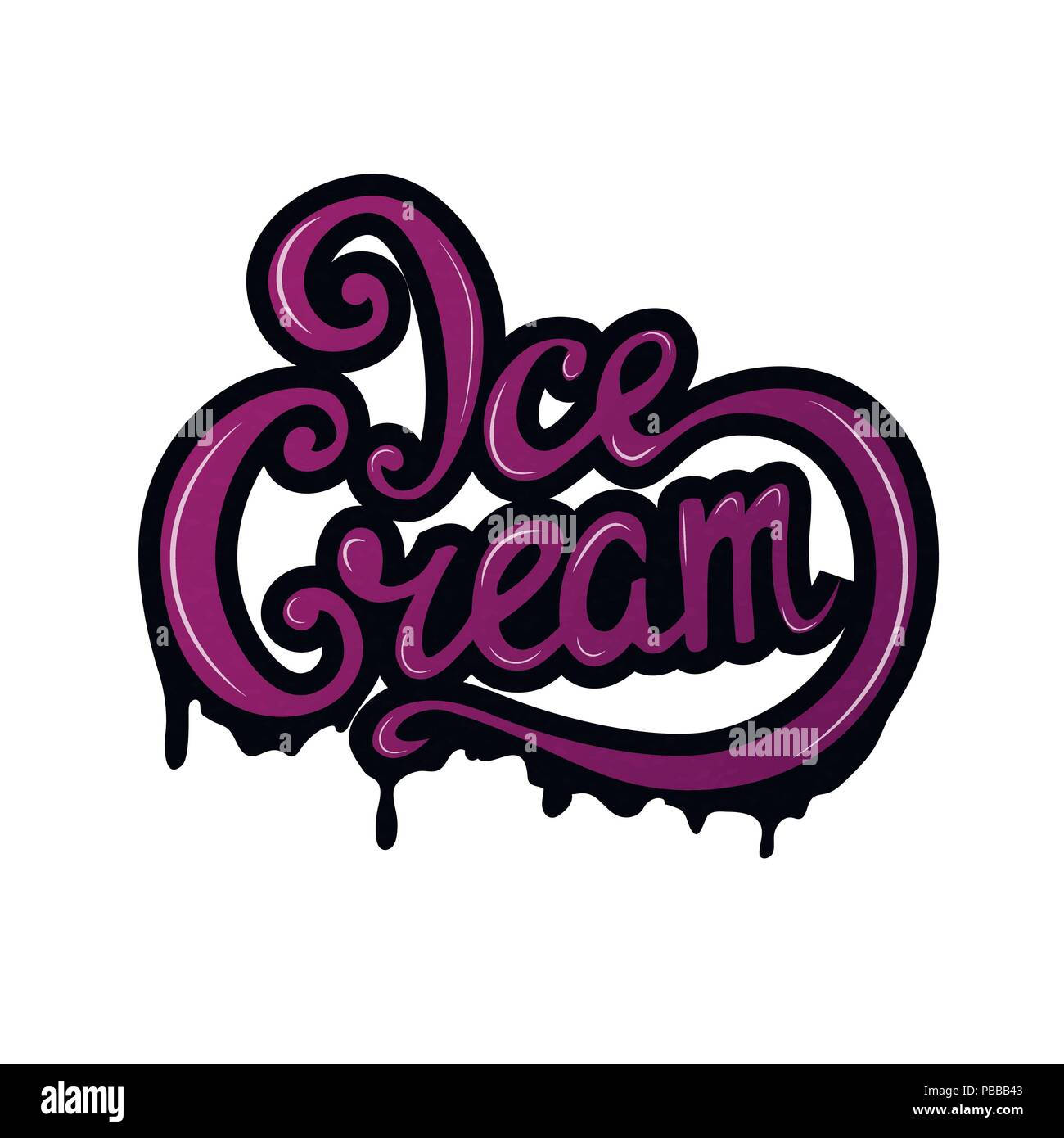 Ice Cream Handwritten Lettering Calligraphy Cut Out Stock Images ...