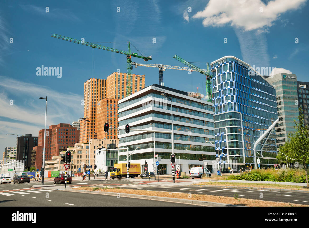 The Zuidas is a business district in Amsterdam. New residential towers ...