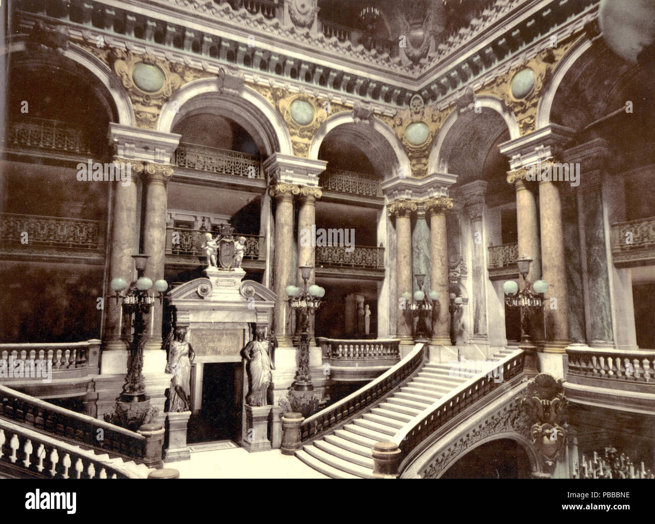 . Opera House staircase, Paris, France. between ca. 1890 and ca. 1900 ...