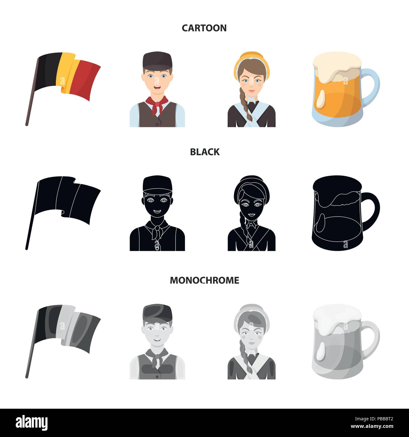 National flag, belgians and other symbols of the country.Belgium set ...