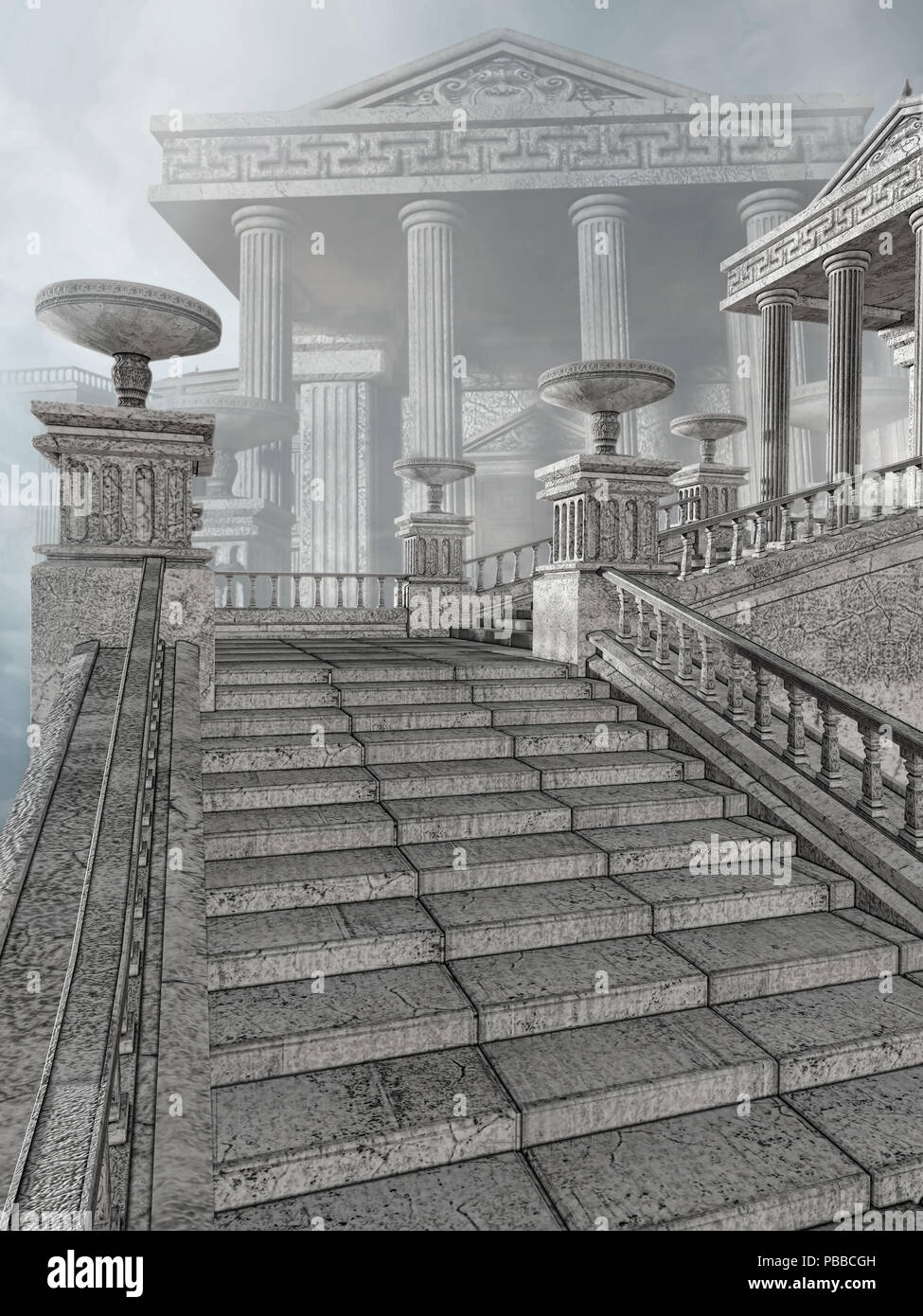 Stone stairs to an ancient Greek temple. 3D render Stock Photo - Alamy