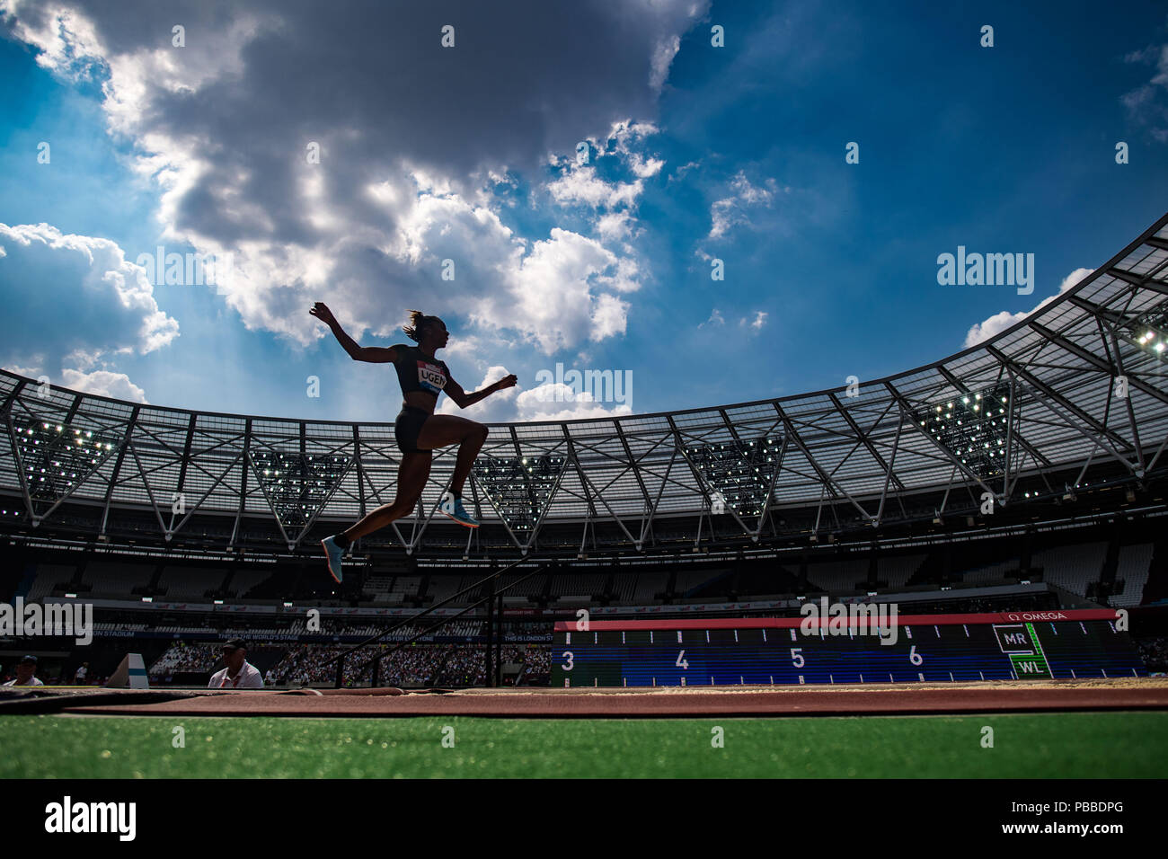 Long jump during Diamond League athletic meeting in London 2018 Stock ...