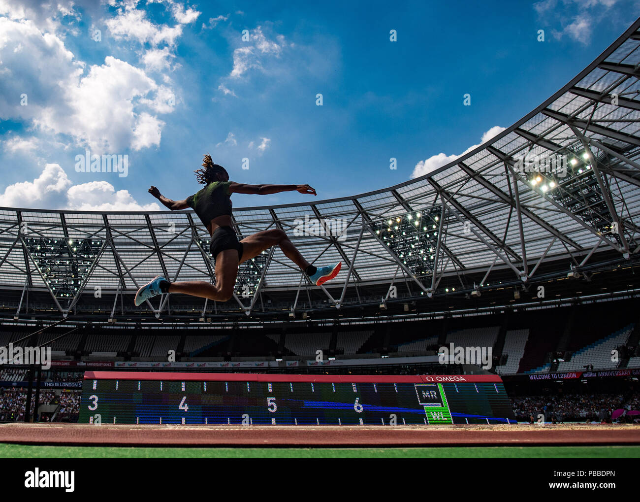 Long jump during Diamond League athletic meeting in London 2018 Stock ...