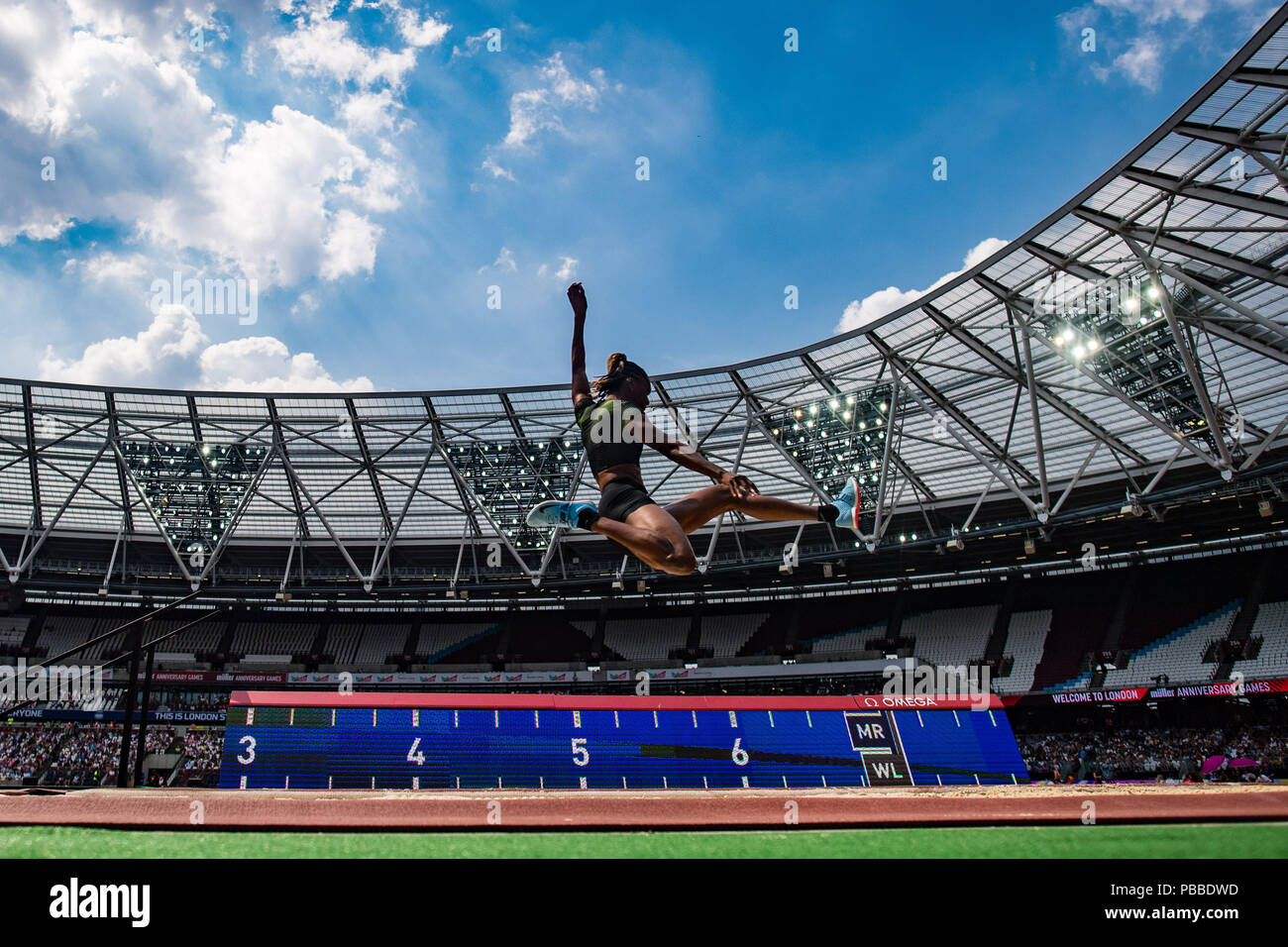 Long jump during Diamond League athletic meeting in London 2018 Stock ...