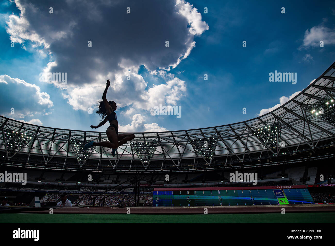 Long jump during Diamond League athletic meeting in London 2018 Stock ...