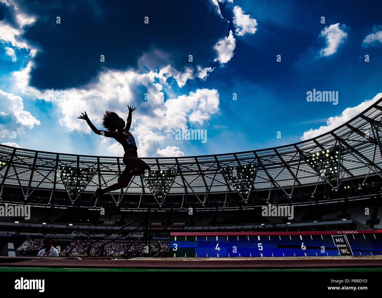Long jump during Diamond League athletic meeting in London 2018 Stock ...