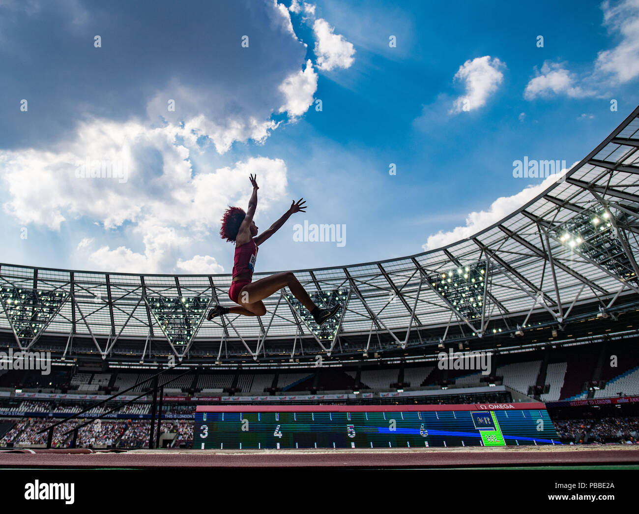 Long jump during Diamond League athletic meeting in London 2018 Stock ...