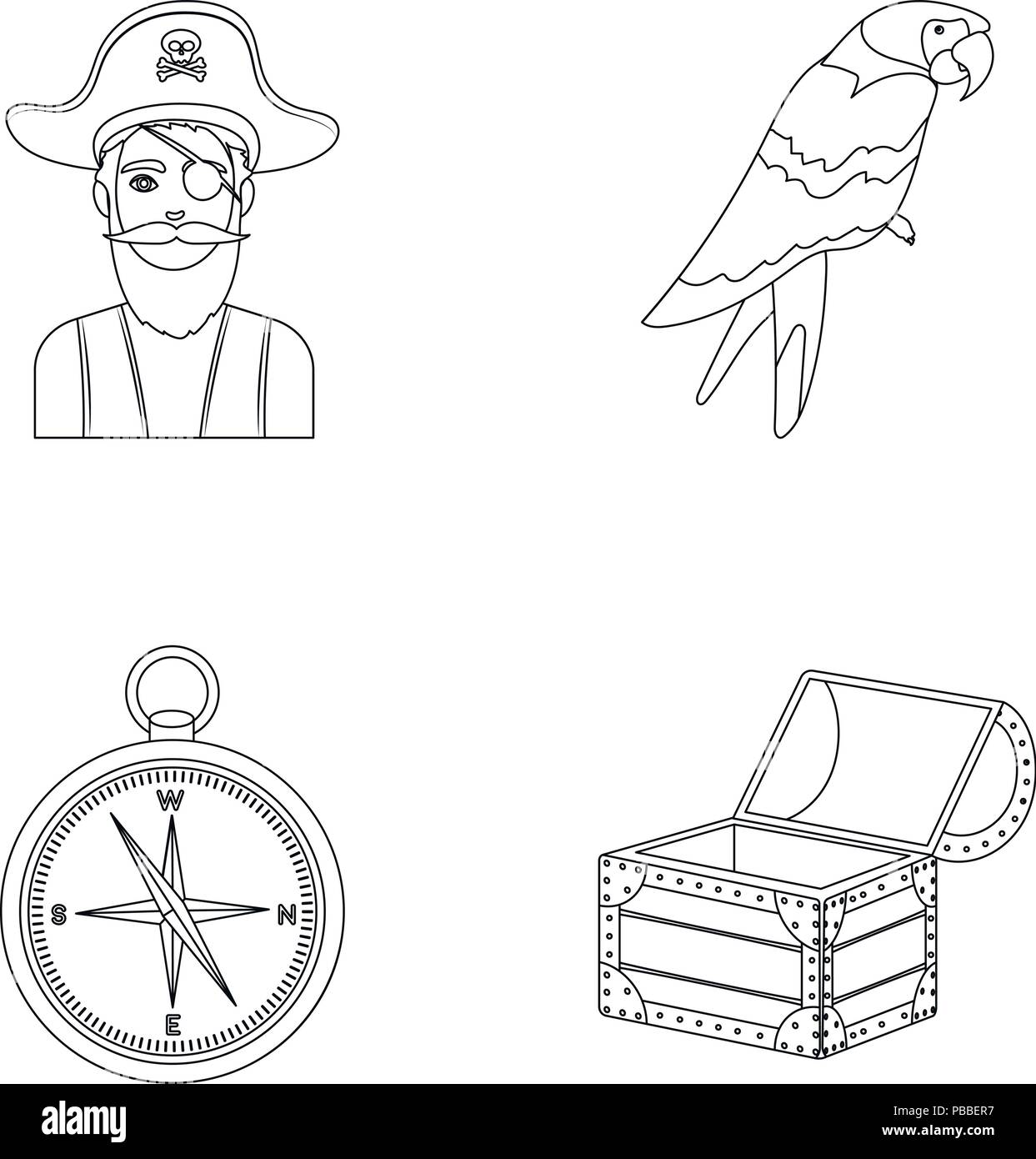 bandage,bandit,chest,collection,compass,hat,icon,illustration,isolated ...