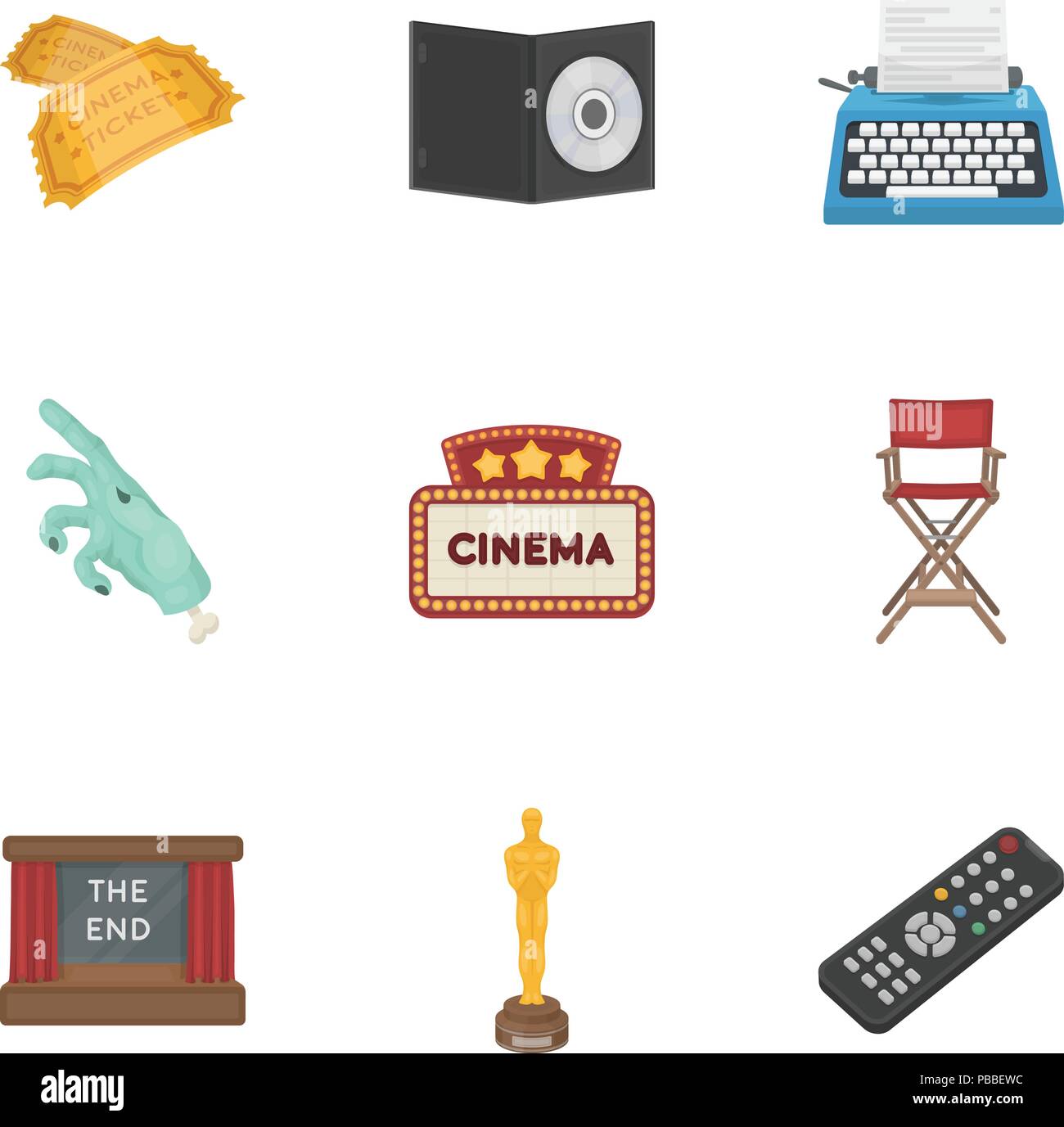 Films and cinema set icons in cartoon style. Big collection of films ...
