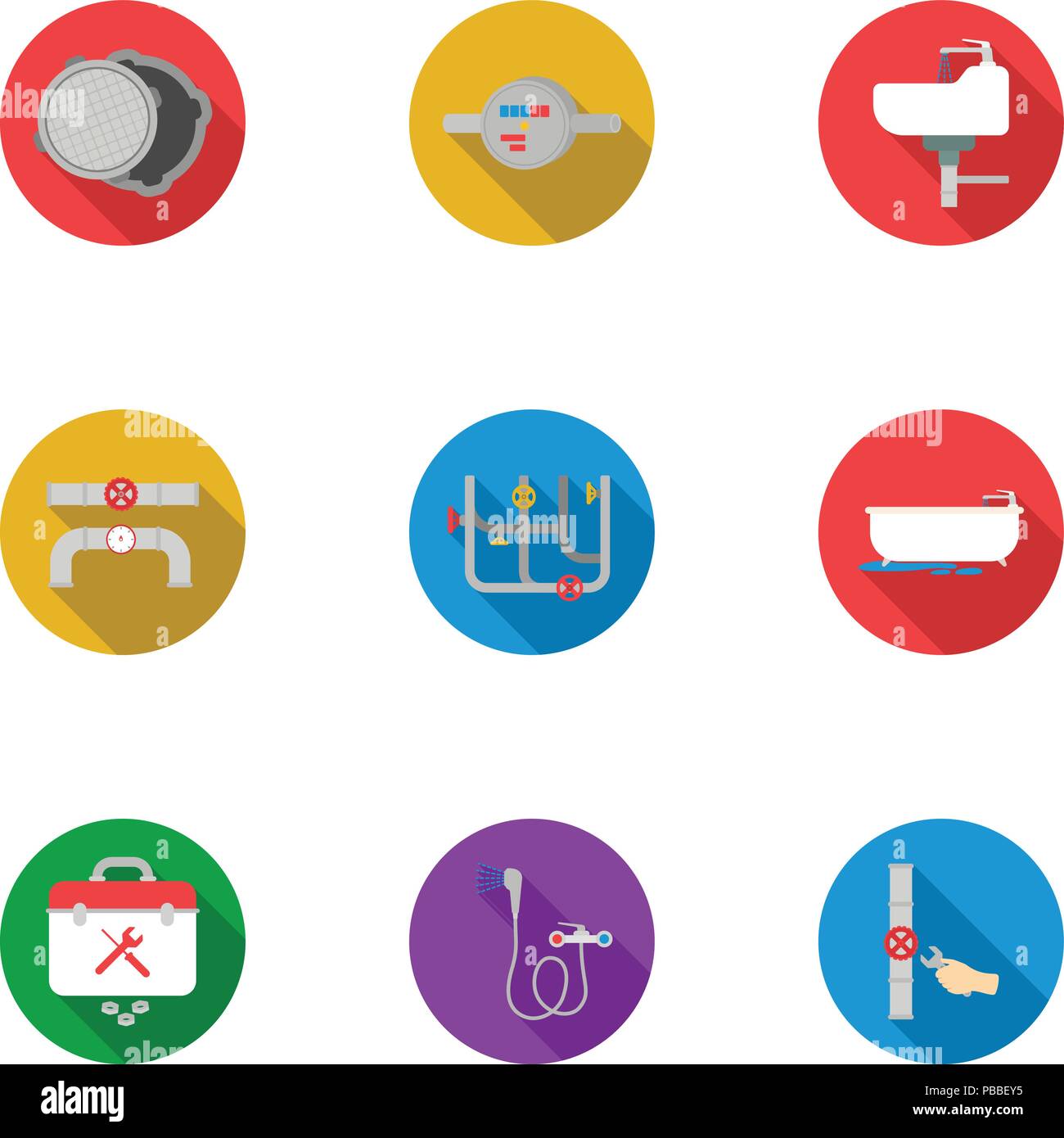 Plumbing set icons in flat style. Big collection of plumbing vector ...