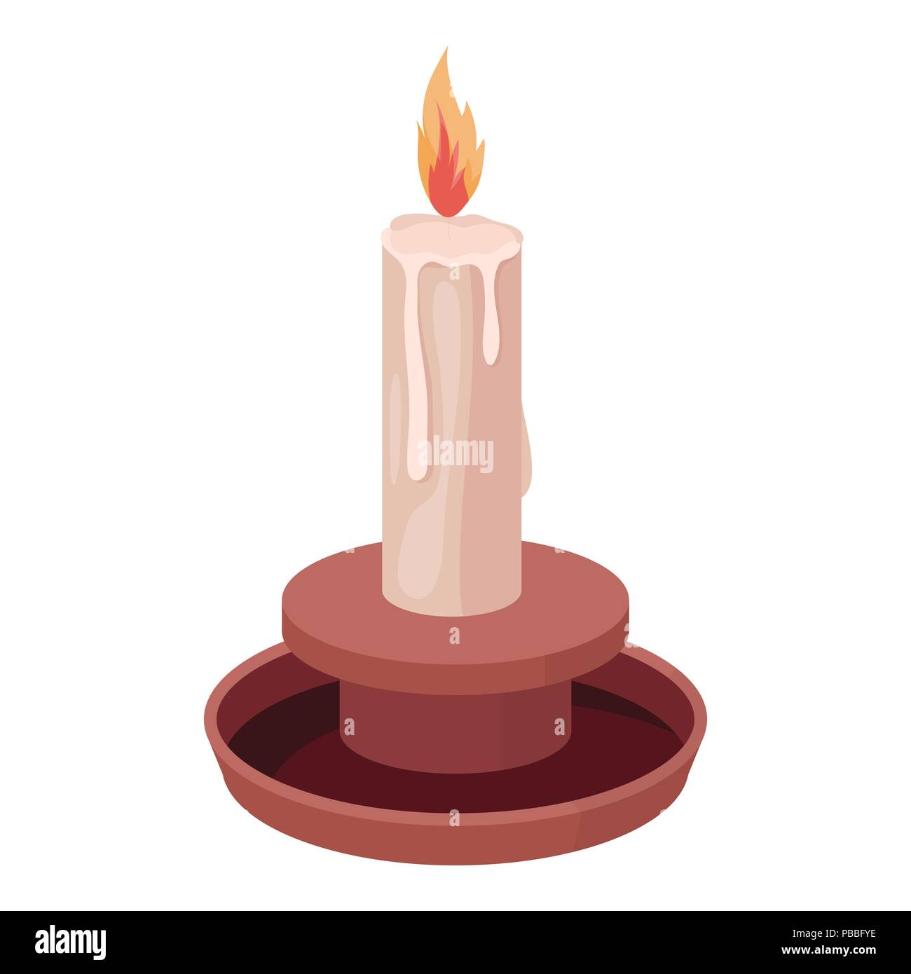 Candle icon in cartoon style isolated on white background. Light source ...