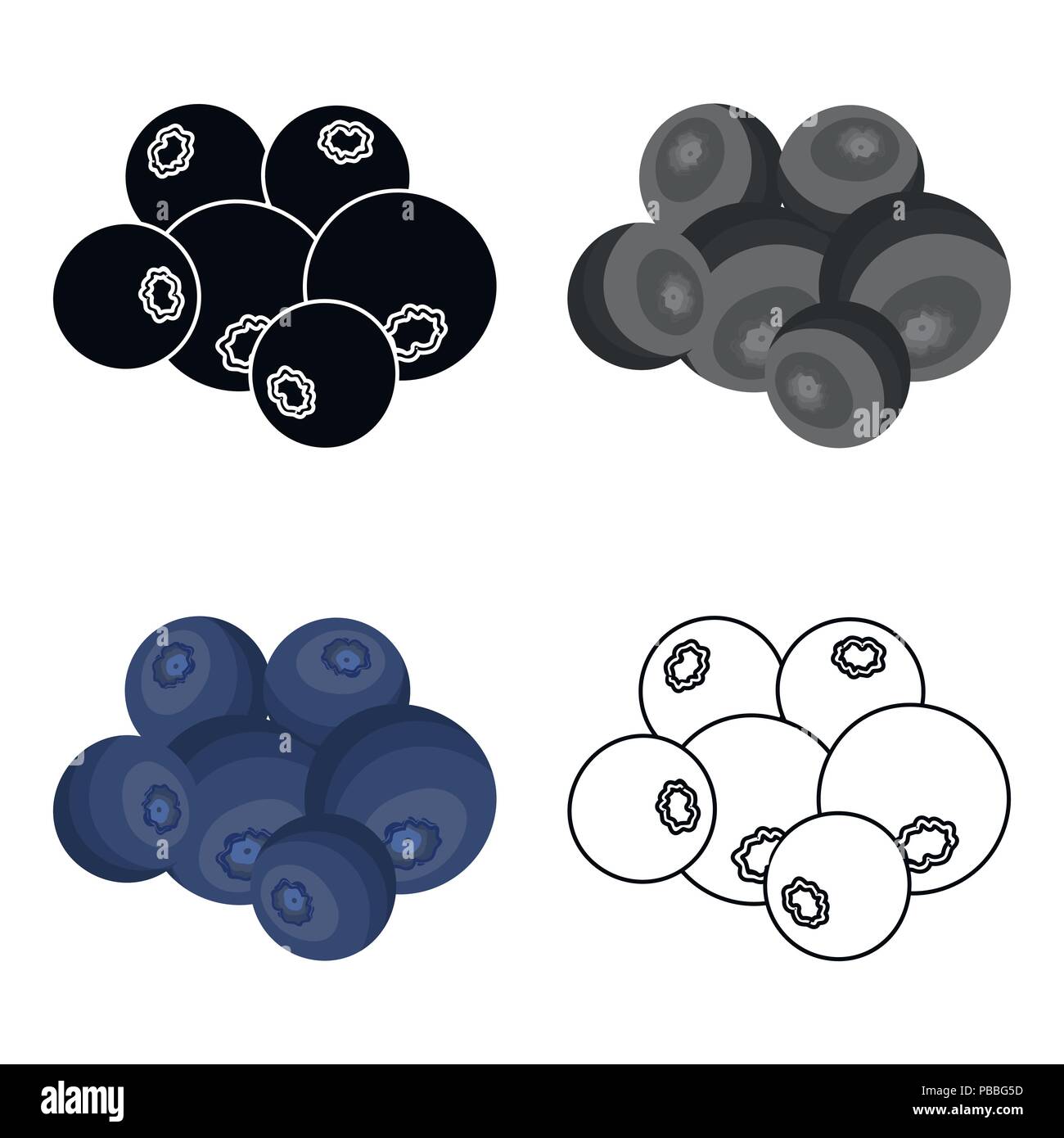 Blueberry berries, sweet fruit. Fruit single icon in cartoon style ...