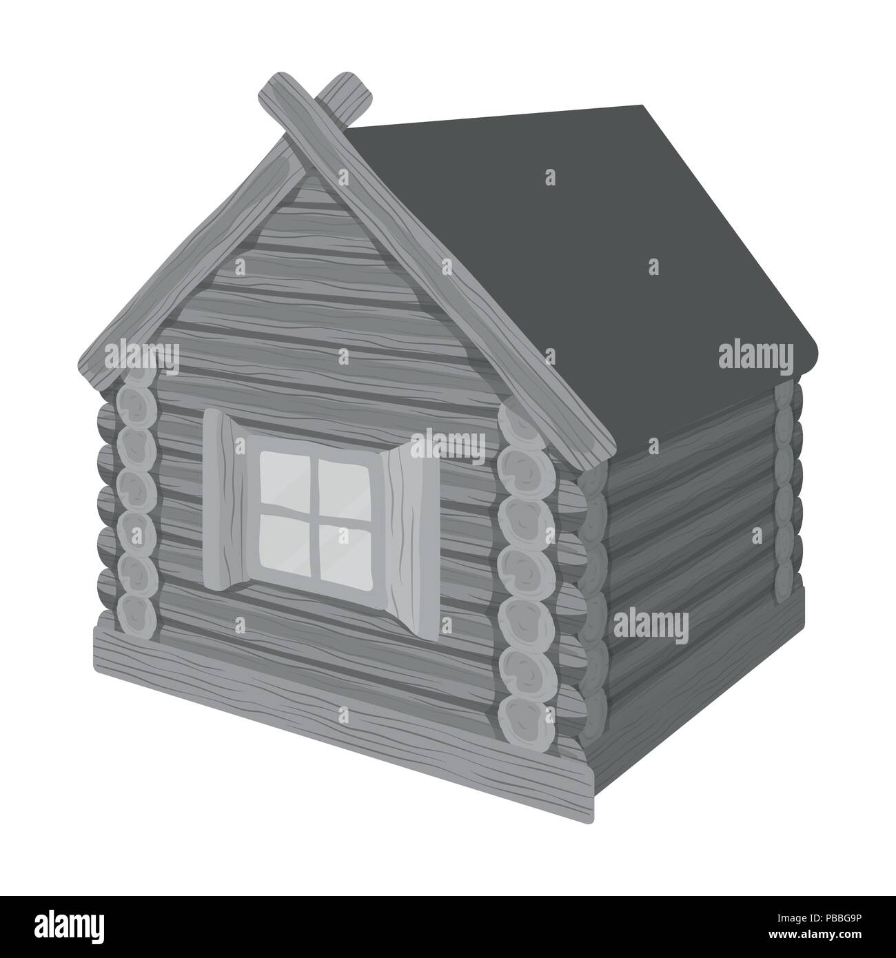 Wooden log cabin. Hut architectural structure single icon in monochrome ...