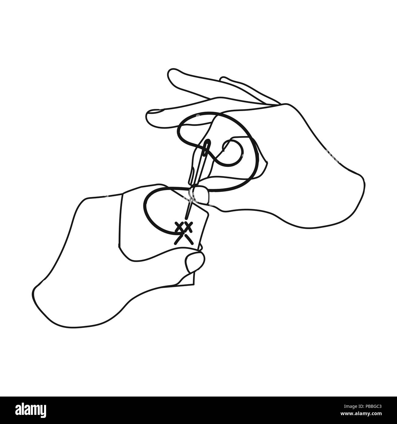 Needle with thread for manual sewing. Sewing and equipment single icon ...