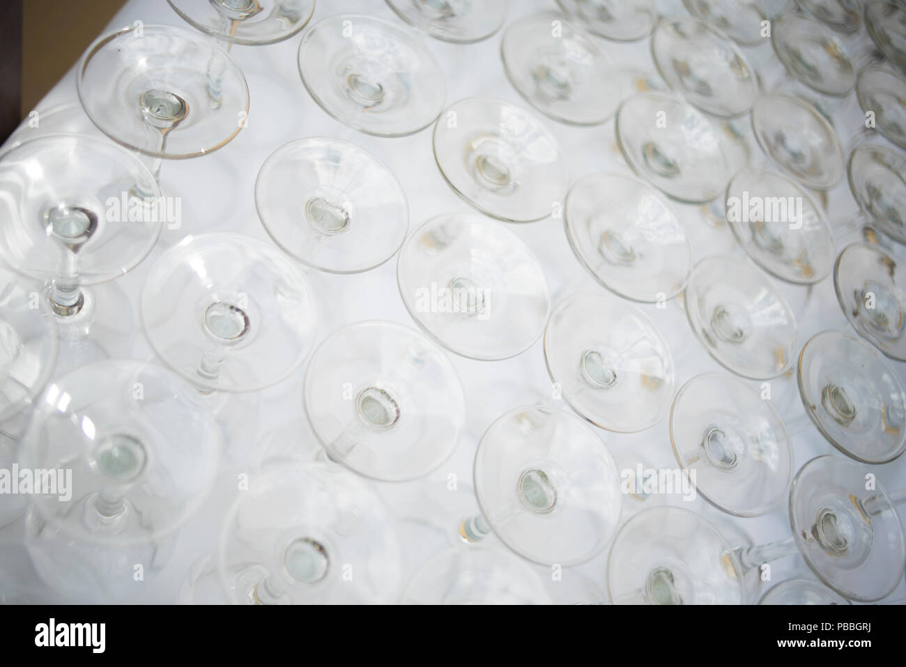 Red or white wine glasses in luxury hotel wedding party ready for ...