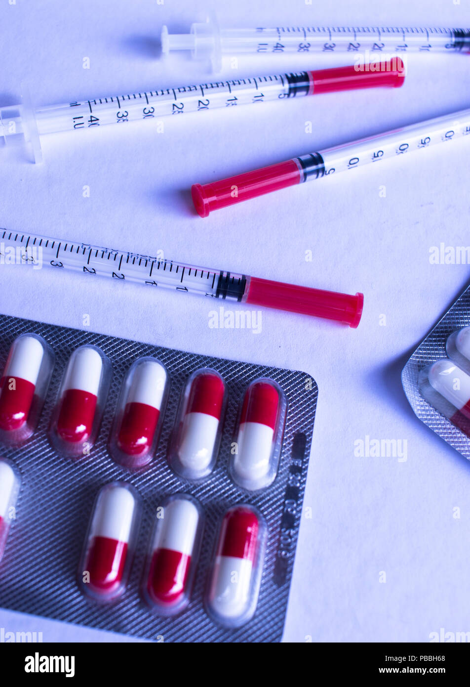 Medical prescription drug pills blister pack of red and white ...