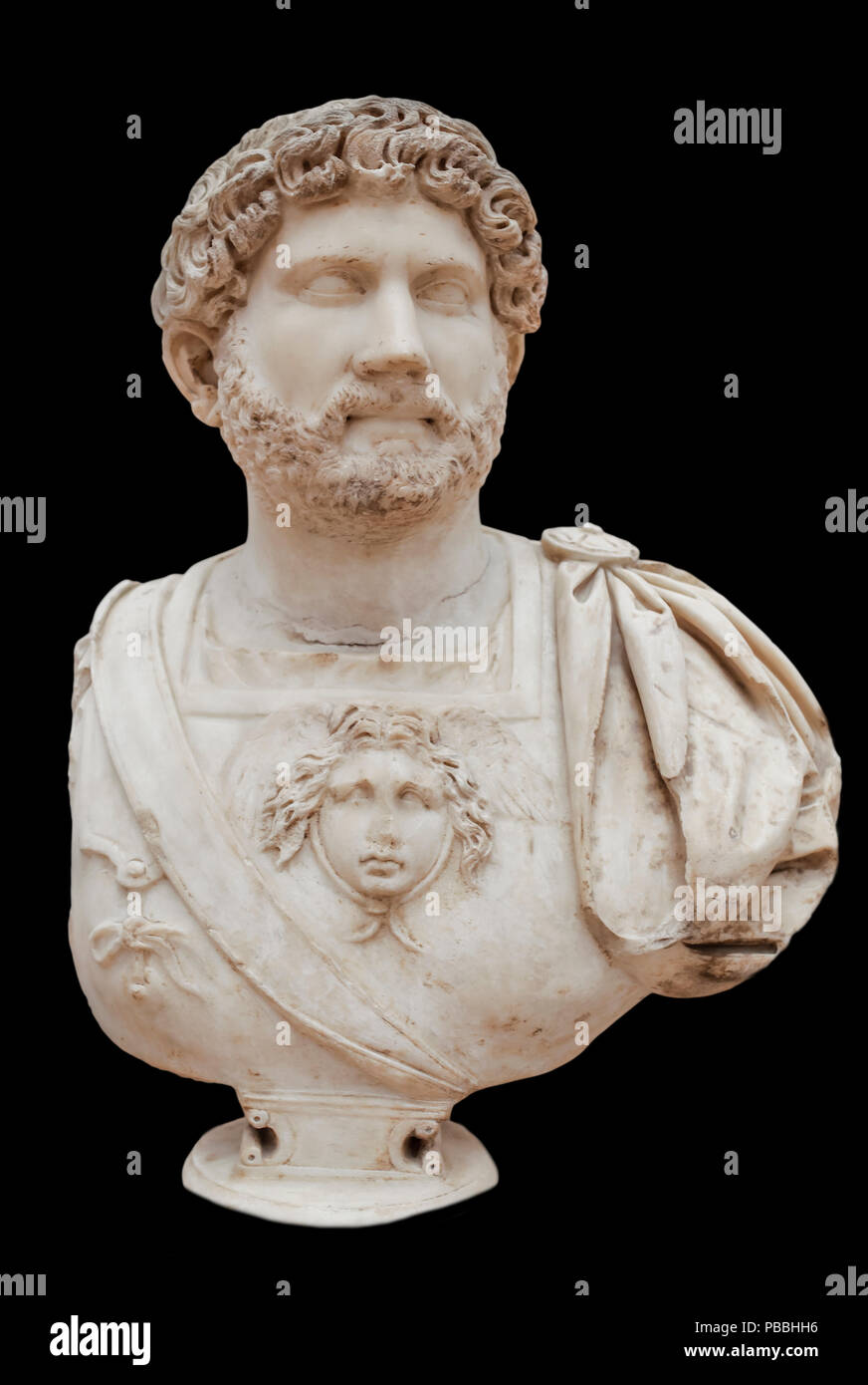 Seville, Spain - July 7th, 2018: Bust of Hadrian dressed in military ...