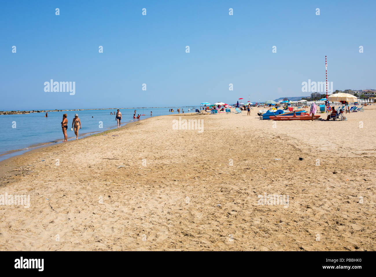 Roseto degli Abruzzi, Italy - June 21, 2017: Beach of Roseto degli ...