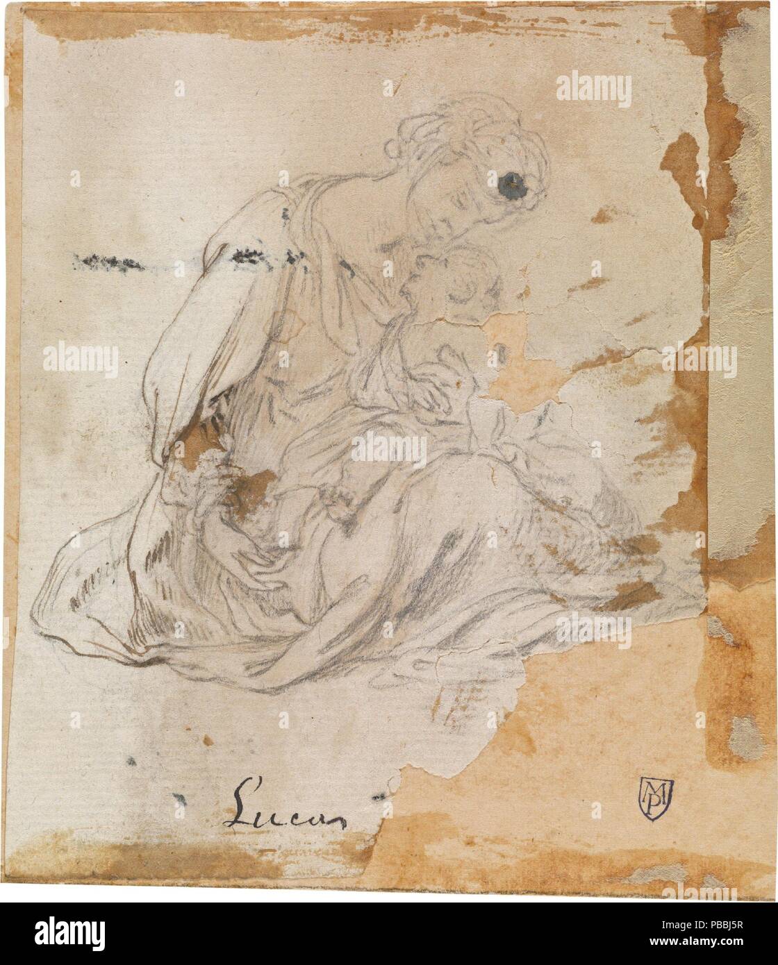 Anonymous / 'The Virgin and Child'. XVIII century. Black chalk on ...