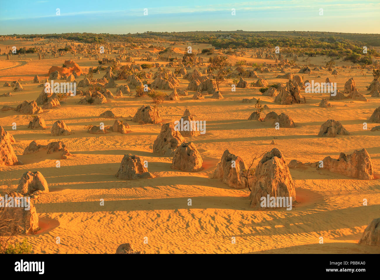 Aerial view of the valley of the Pinnacles Desert of Nambung National ...