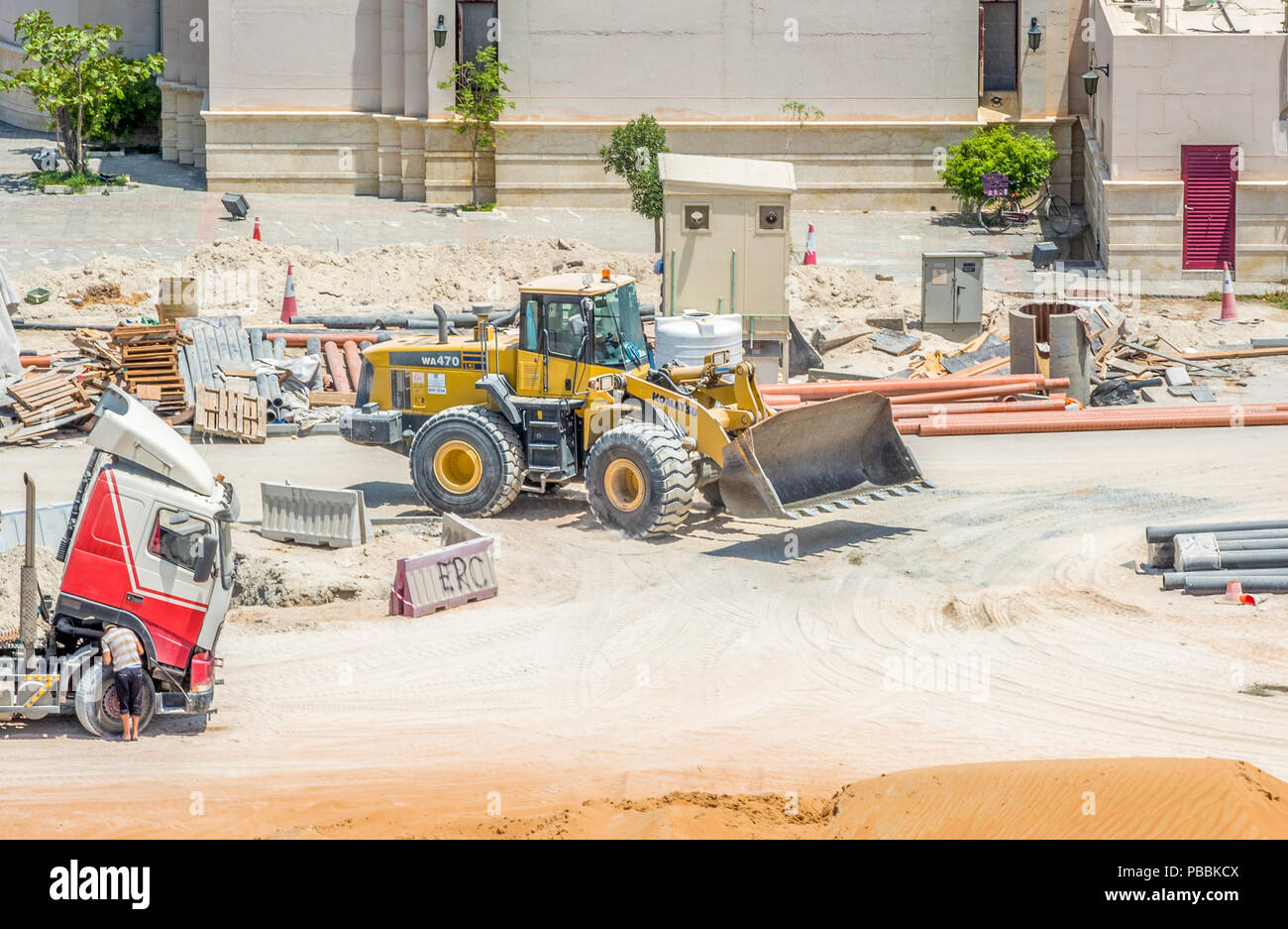 CAT earth mover at a construction site Stock Photo - Alamy