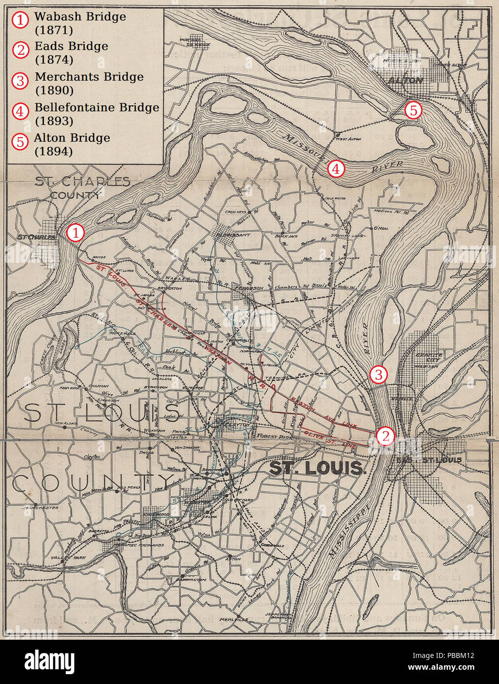 . English: Rail Bridges in St. Louis and Surrounding Area 1910, adopted ...