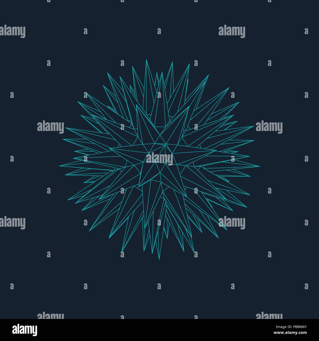 Abstract 3d Illuminated distorted Mesh Sphere . Neon Sign . Futuristic ...