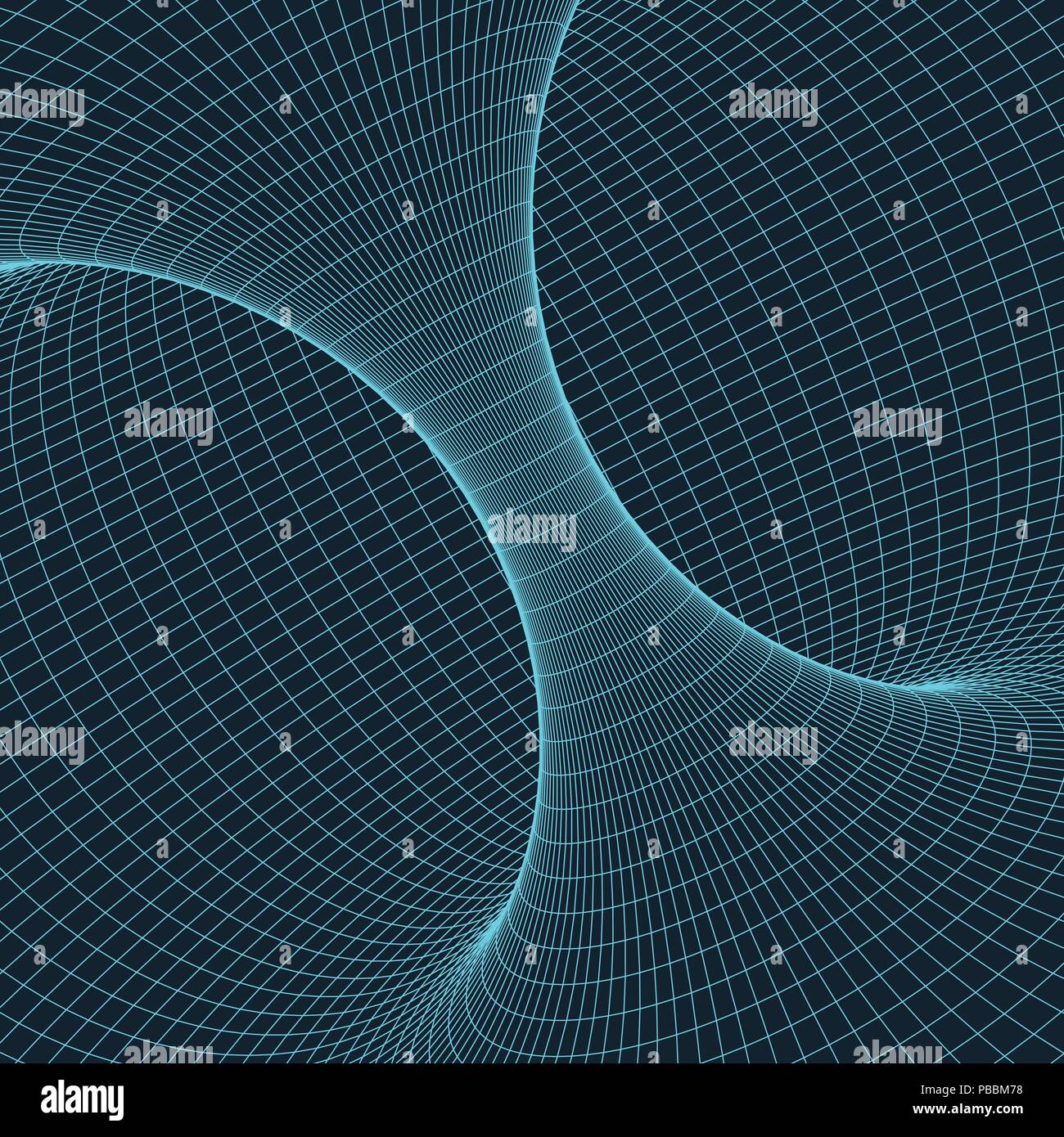 Wireframe Mesh Polygonal Element Torus With Connected Lines And Dots