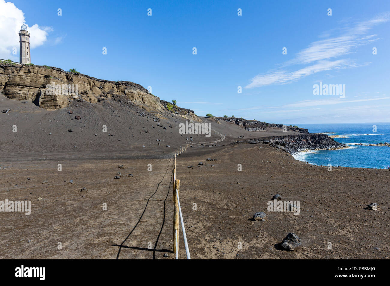Capelinhos Volcano showing the lighthouse, Ponta dos Capelinhos, Faial ...