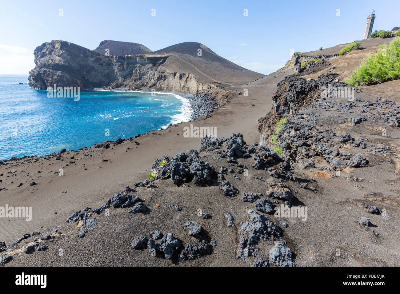 Capelinhos Volcano showing the lighthouse, Ponta dos Capelinhos, Faial ...